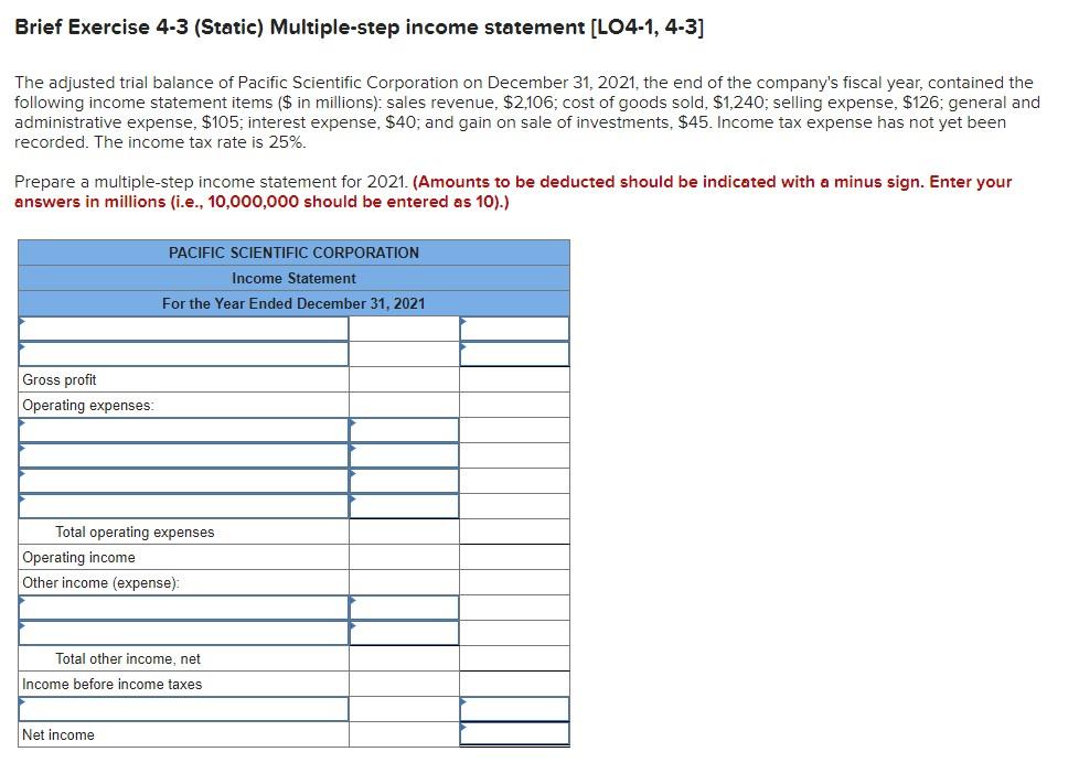 Solved Brief Exercise 4-3 (Static) Multiple-step income | Chegg.com