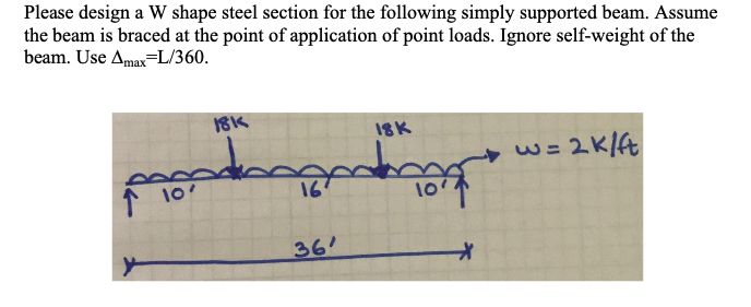 Please design a W shape steel section for the | Chegg.com