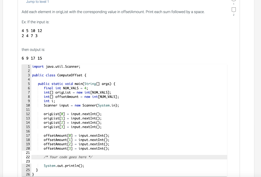 Solved Add each element in origList with the corresponding | Chegg.com