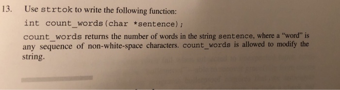 Solved 13. Use strtok to write the following function: int | Chegg.com