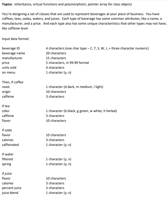 Solved Topics: inheritance, virtual functions and | Chegg.com