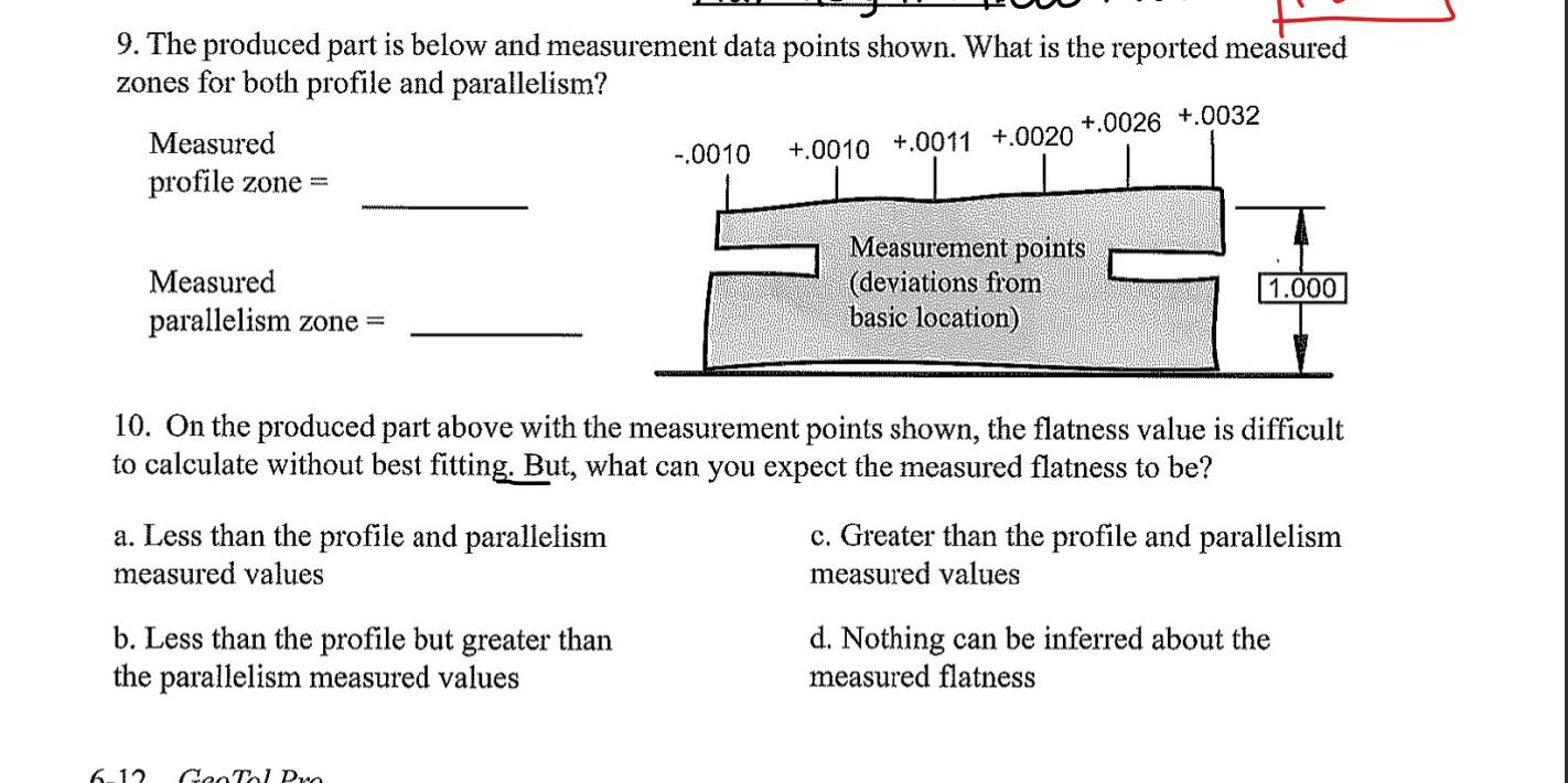 Solved 9. The produced part is below and measurement data | Chegg.com