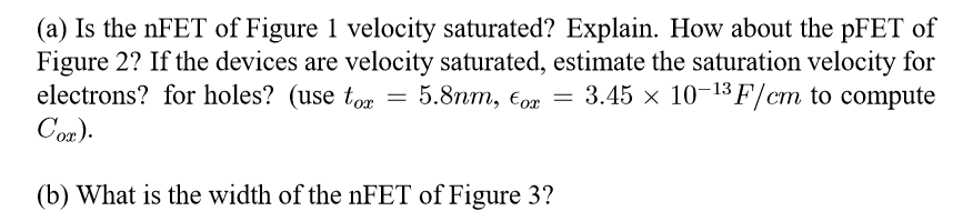 4. Interpreting IV curves. Consider the three FET IV | Chegg.com