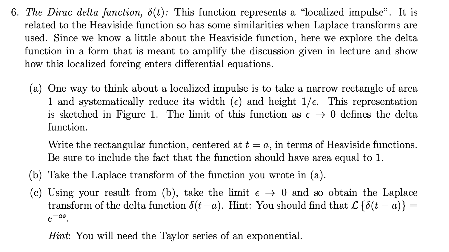 Solved 6. The Dirac delta function, 8(t): This function | Chegg.com