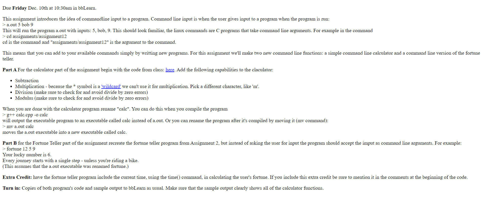 Solved Due Friday Dec. 10th at 10:30am in bbLearn. This | Chegg.com