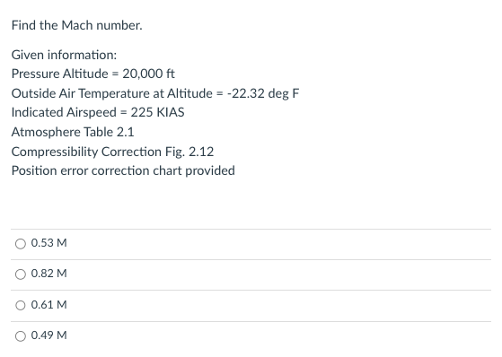Solved Find the Mach number. Given information: Pressure | Chegg.com
