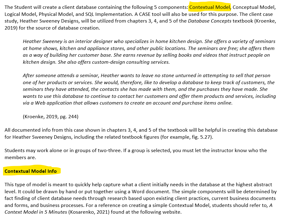 Solved I need help creating the contextual model for this | Chegg.com