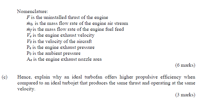 Solved (b) From the uninstalled thrust equation, (mo + ) Ve | Chegg.com