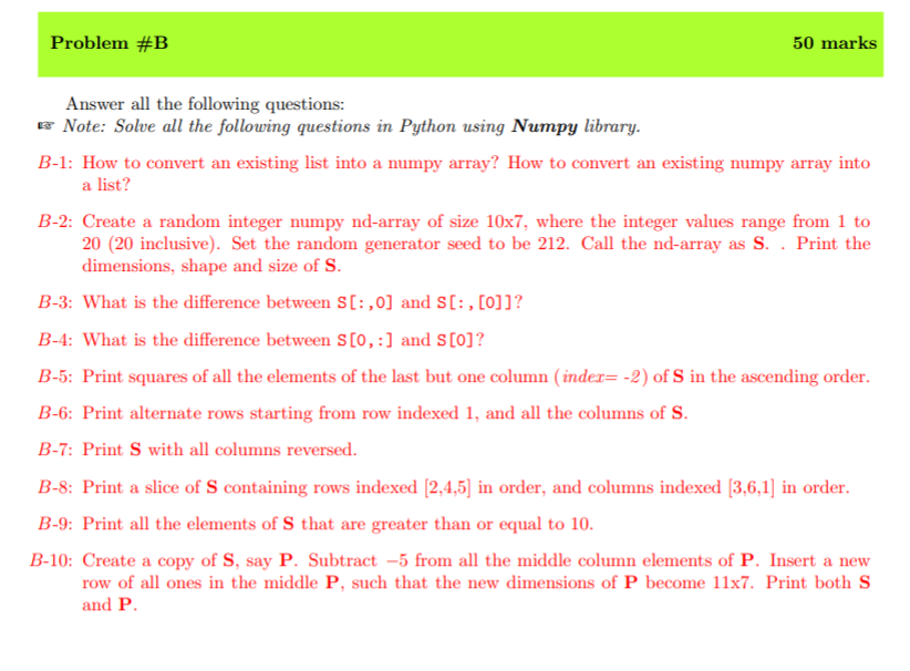 Solved Problem #B 50 marks Answer all the following | Chegg.com