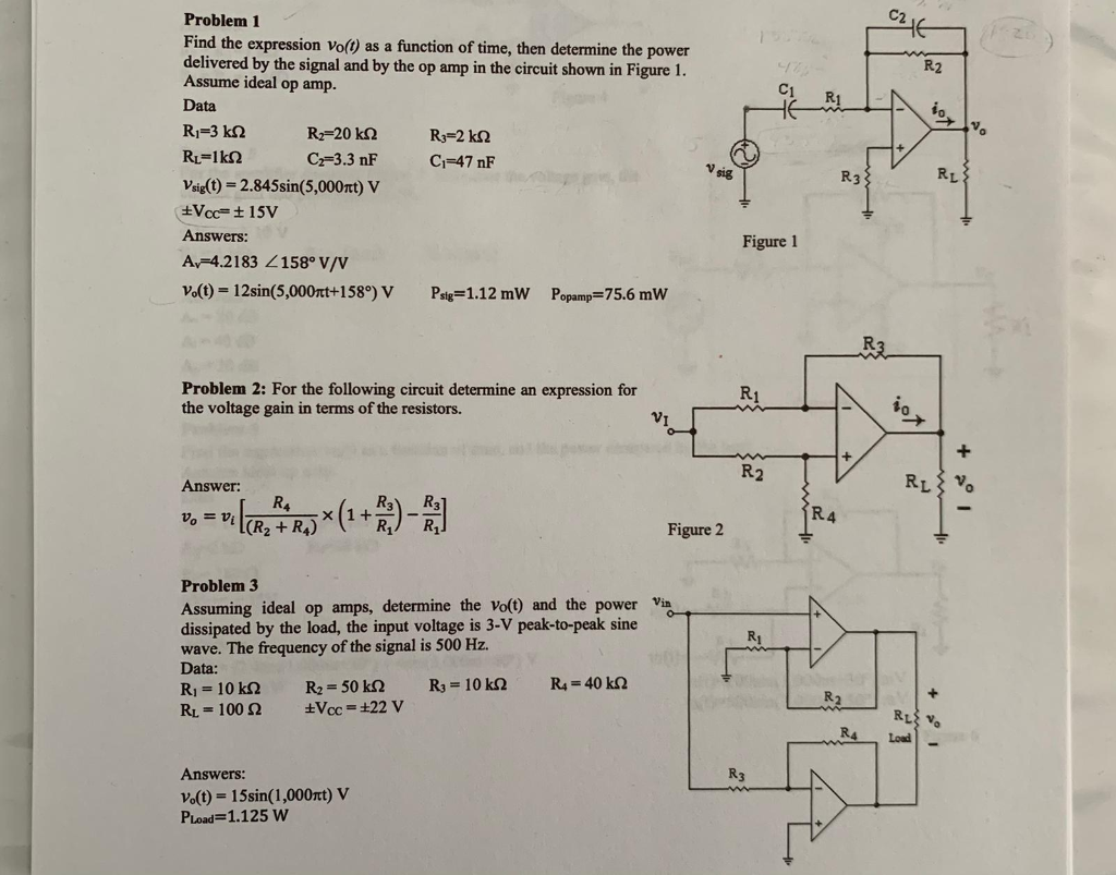 Solved 1. Find the expression vO(t) as a function of time, | Chegg.com
