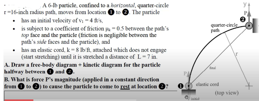 Solved У. P 2 quarter-circle path A 6-lb particle, confined | Chegg.com