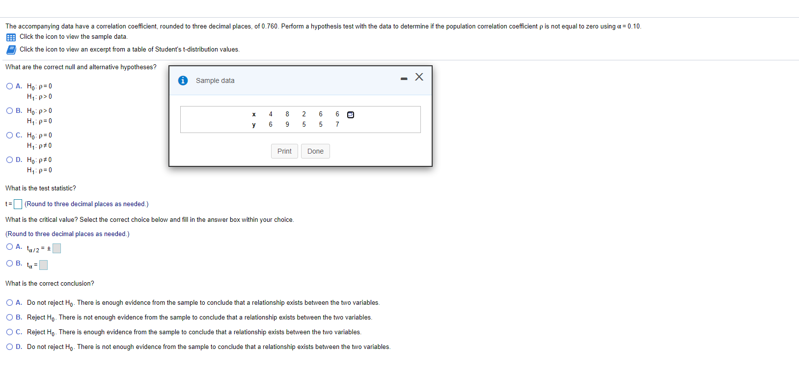 Solved The accompanying data have a correlation coefficient, | Chegg.com