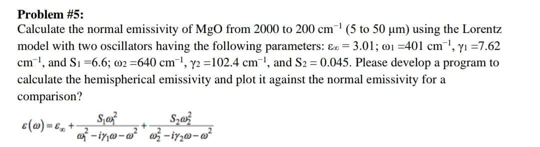 Solved Problem \#5: Calculate the normal emissivity of MgO | Chegg.com