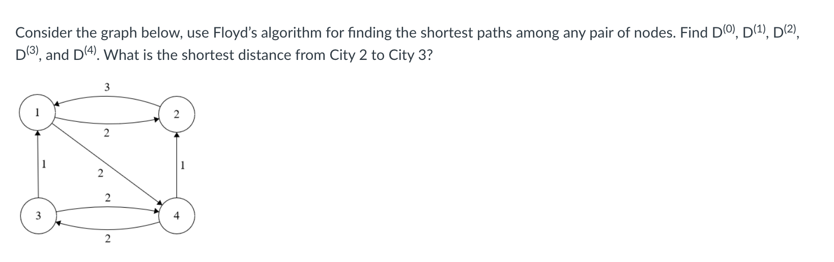 Solved Consider the graph below, use Floyd's algorithm for | Chegg.com