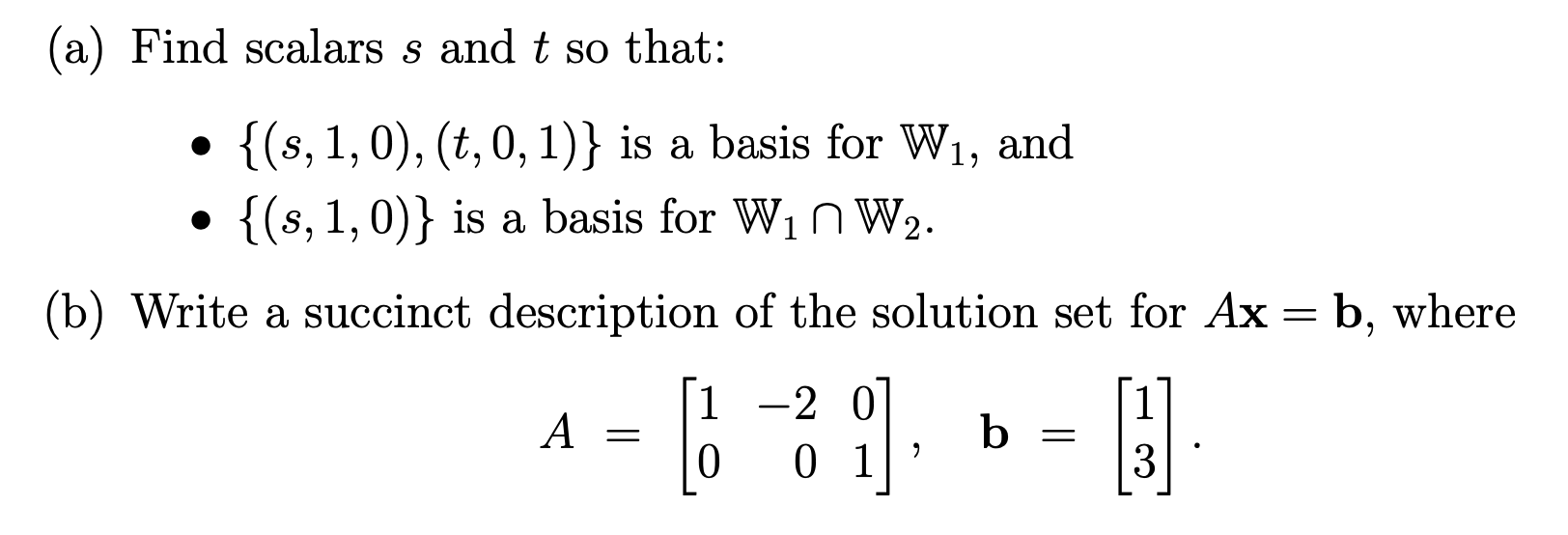 Solved Consider the following subspaces of R3 : | Chegg.com