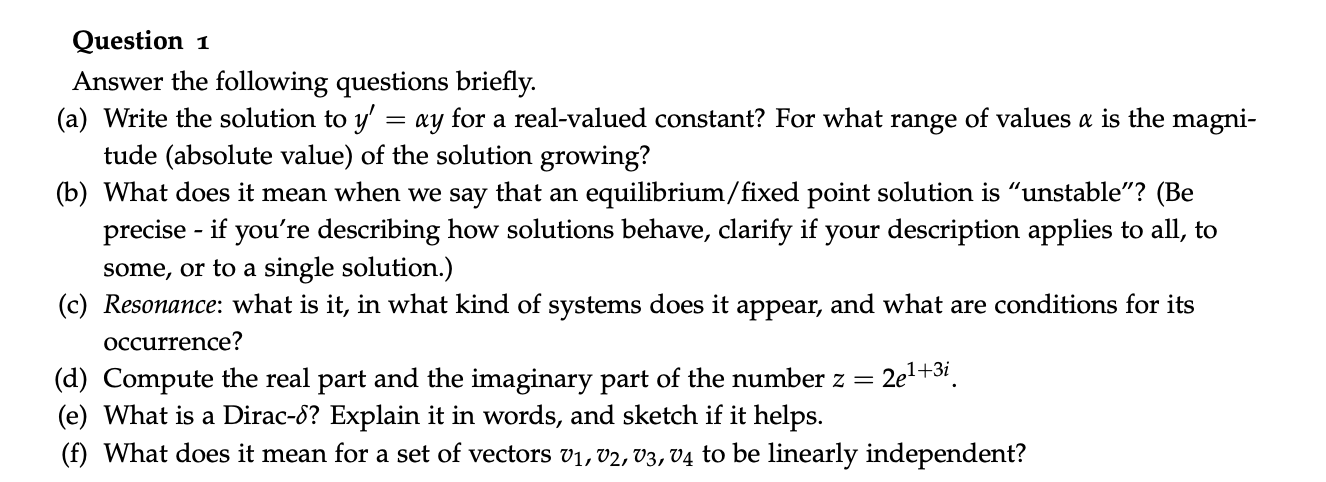Solved Question 1 Answer the following questions briefly. | Chegg.com