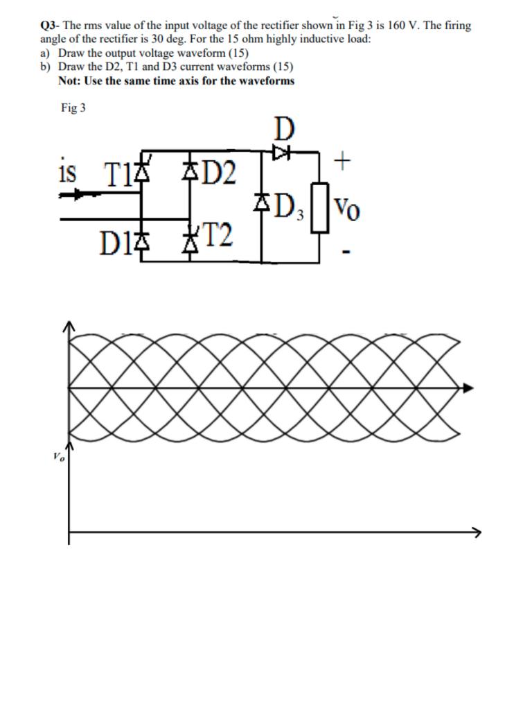 Solved Q3- The rms value of the input voltage of the | Chegg.com