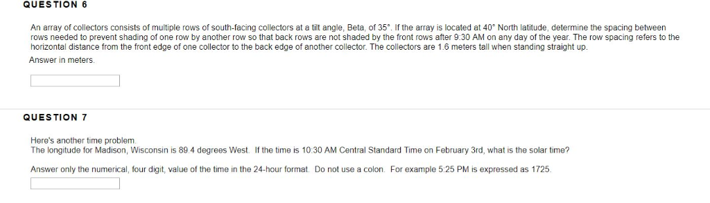 Solved QUESTION 6 An array of collectors consists of | Chegg.com