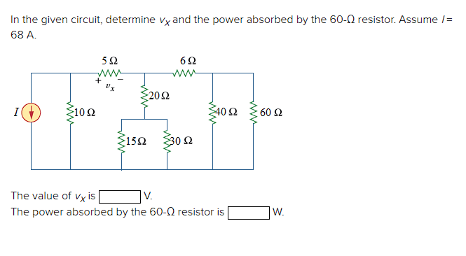 Solved In the given circuit, determine vX and the power | Chegg.com