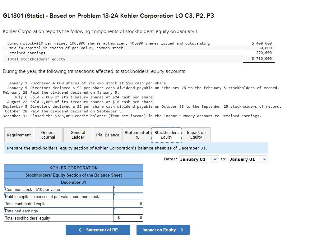 Solved GL1301 (Static) - Based on Problem 13-2A Kohler | Chegg.com
