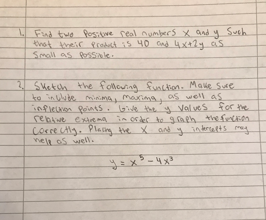 Solved Such Find two positive real numbers x and y that | Chegg.com