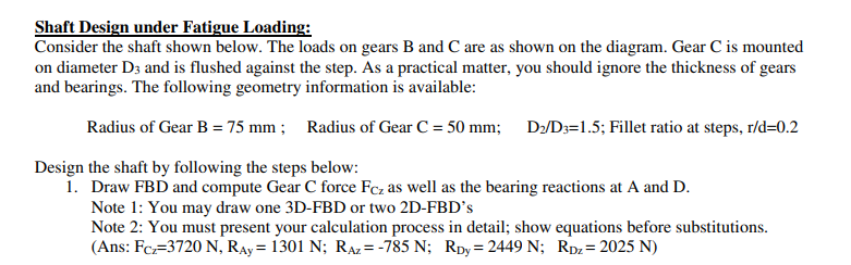 Solved Shaft Design under Fatigue Loading: Consider the | Chegg.com