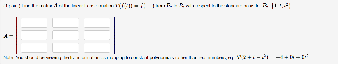 Solved (1 point) Let f: R2 + R3 be the linear transformation | Chegg.com