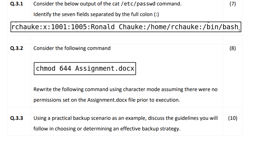 Solved Q.3.1 Consider the below output of the cat | Chegg.com