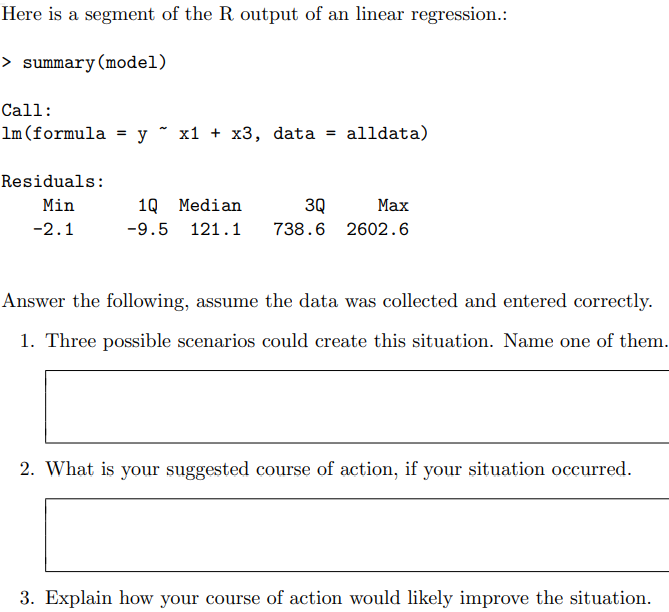 Solved Here is a segment of the R output of an linear | Chegg.com
