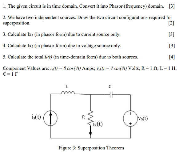 Solved 1. The given circuit is in time domain. Convert it | Chegg.com