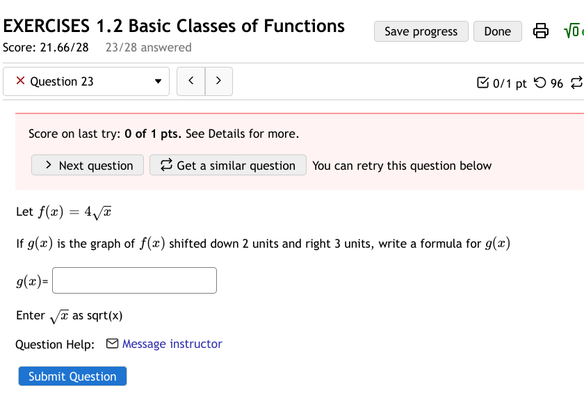 Solved EXERCISES 1.2 Basic Classes of Functions Score: | Chegg.com