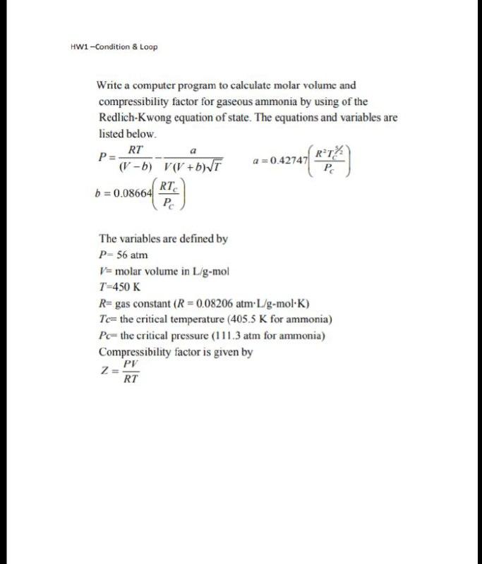 Solved HW1-Condition & Loop Write a computer program to | Chegg.com