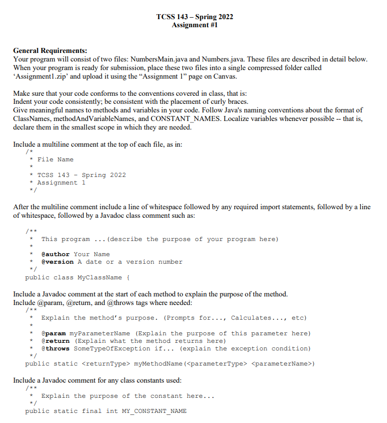 TCSS 143 - Spring 2022 Assignment #1 General | Chegg.com