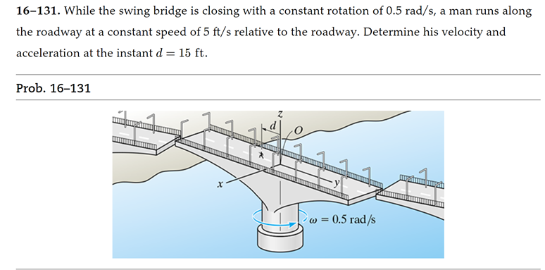 Solved 16–131. While the swing bridge is closing with a | Chegg.com