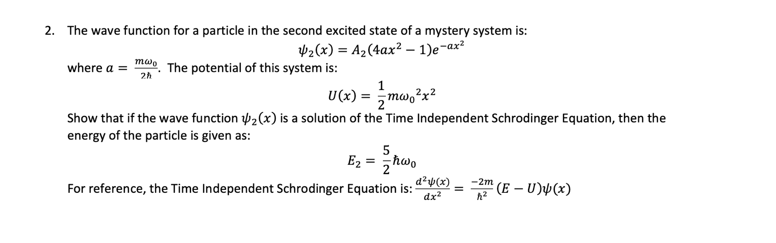 Solved = mwo 2h mw.?x2 2. The wave function for a particle | Chegg.com