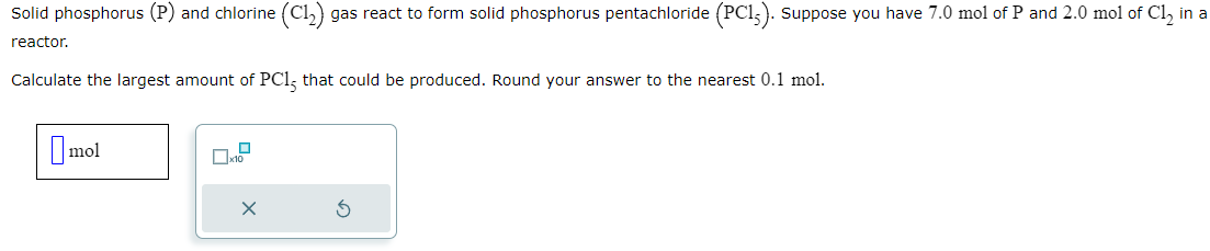Solved Solid phosphorus (P) and chlorine (Cl2) gas react to | Chegg.com