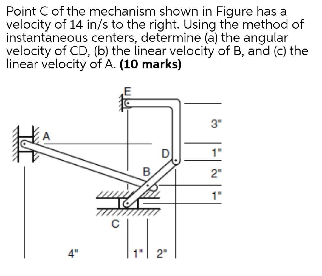 Solved Point C of the mechanism shown in Figure has a | Chegg.com