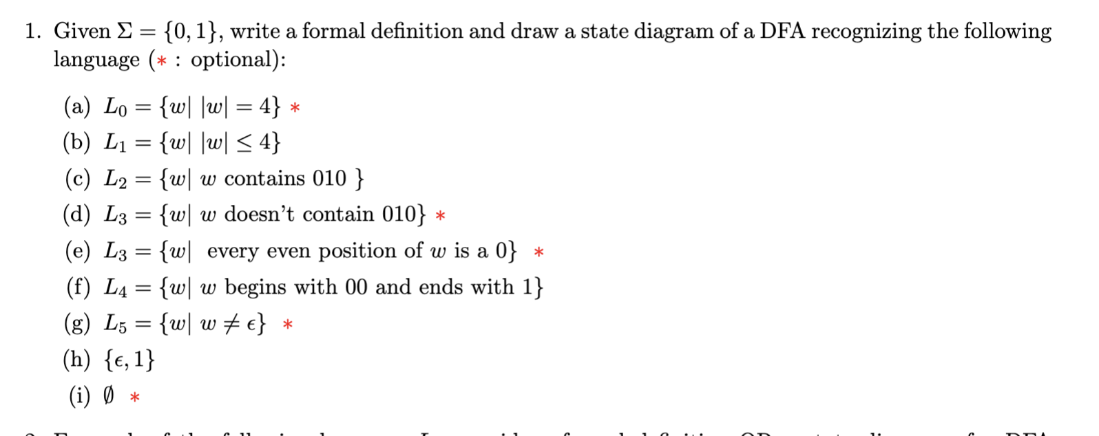 Solved 1. Given Σ={0,1}, write a formal definition and draw | Chegg.com