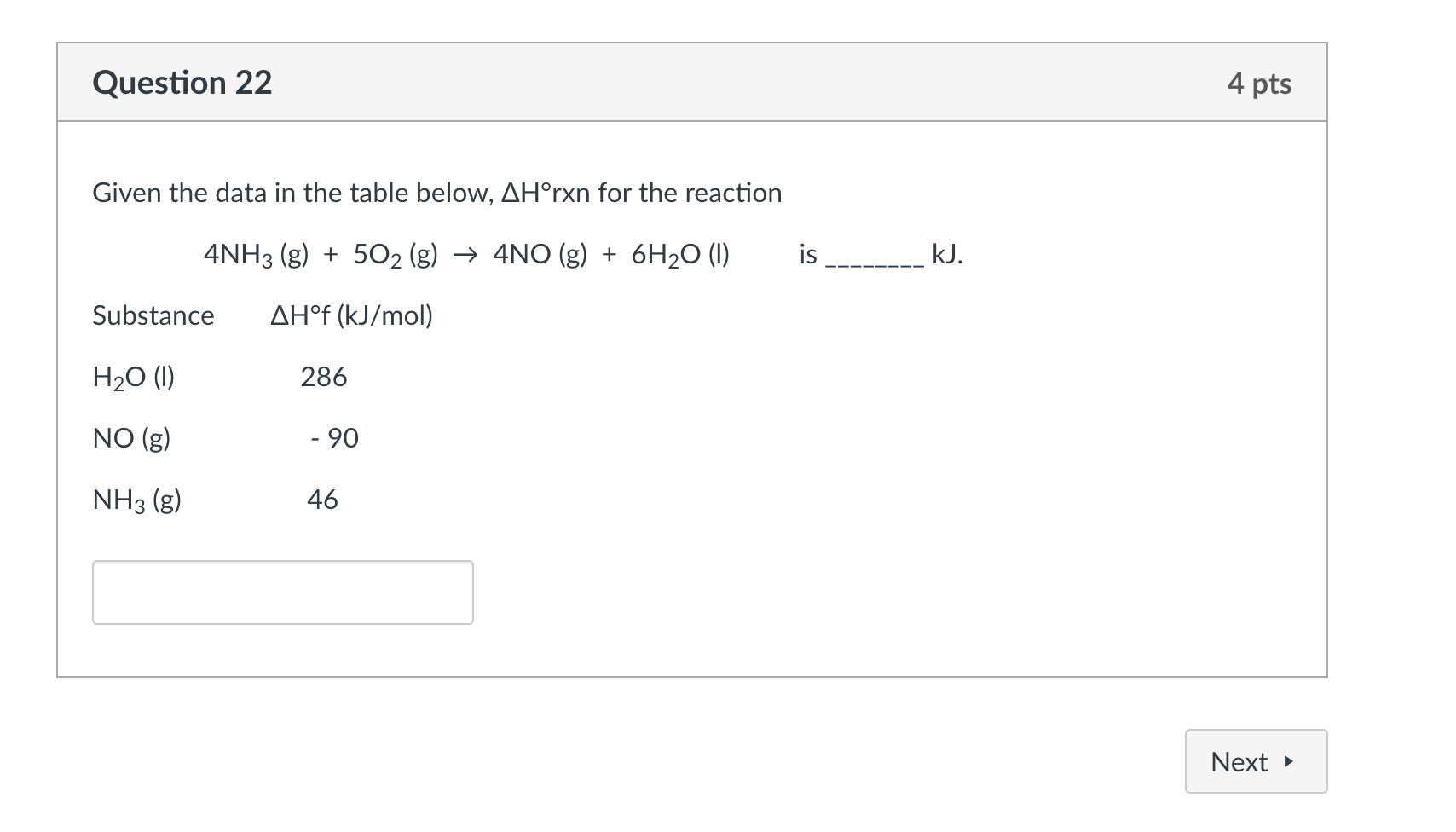 Solved Question 22 Given the data in the table below, AH°rxn | Chegg.com