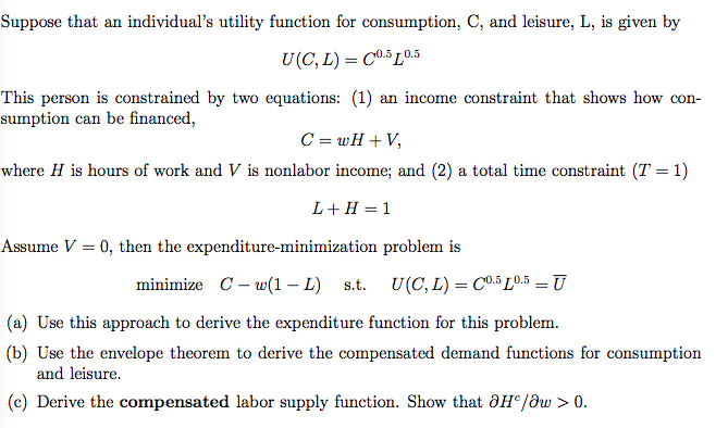 Solved Suppose that an individual's utility function for | Chegg.com