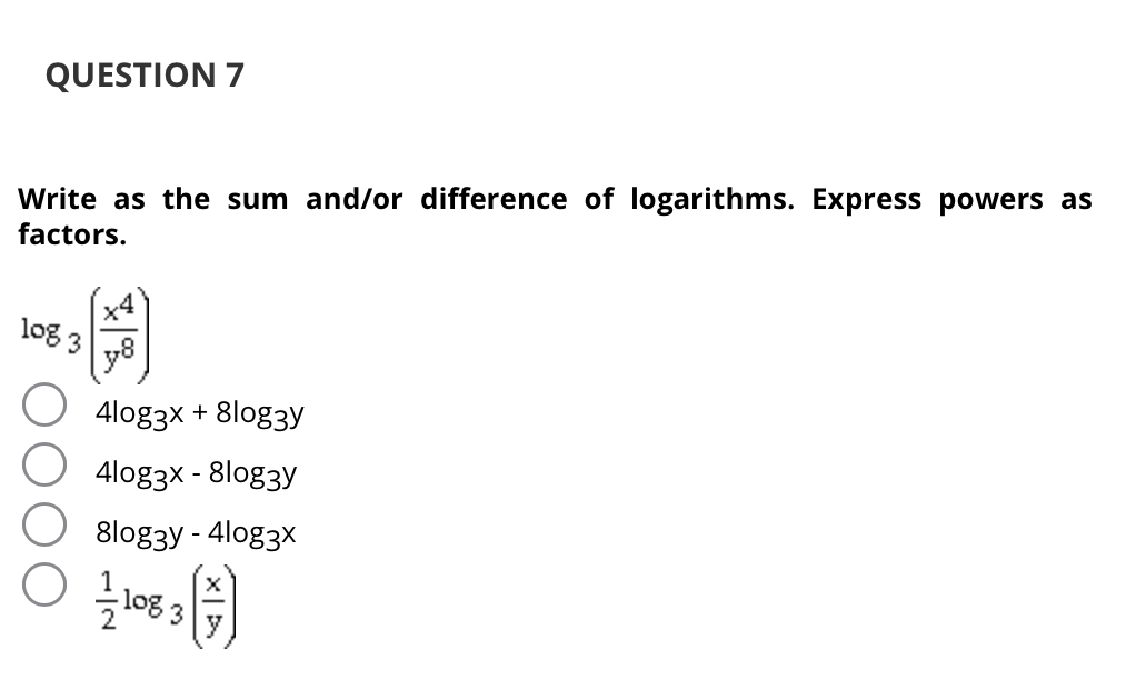Solved Write as the sum and/or difference of logarithms. | Chegg.com