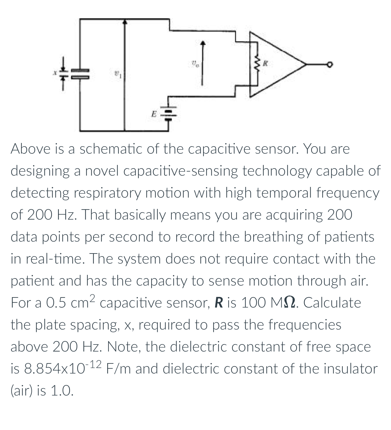 Above is a schematic of the capacitive sensor. You | Chegg.com