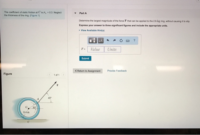 Solved The Coefficient Of Static Friction At C Is 0 3