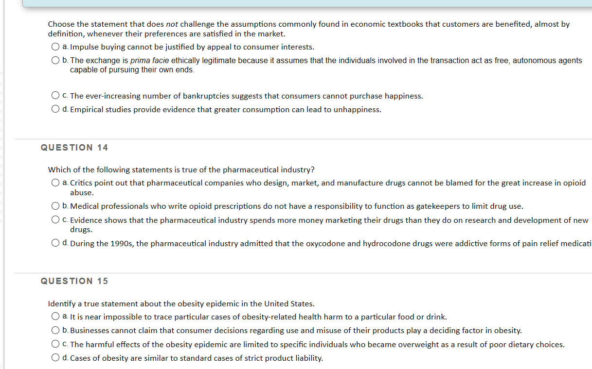 Solved QUES ON 10 Select the statement that is at odds with | Chegg.com