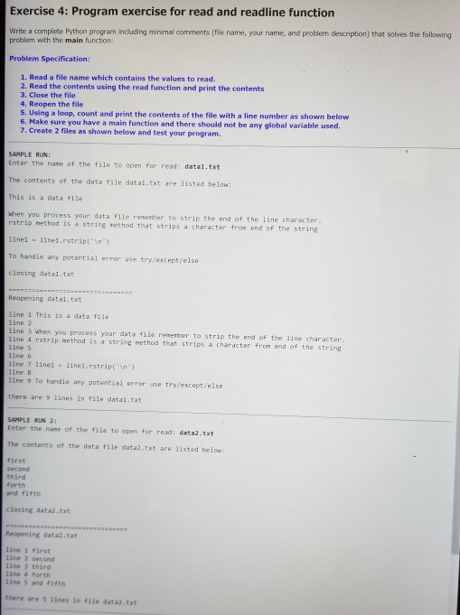 Solved Exercise 4 Program Exercise For Read And Readline