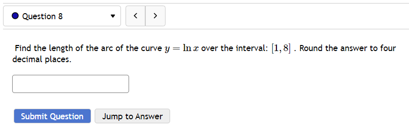 Solved Find the length of the arc of the curve y=lnx over | Chegg.com