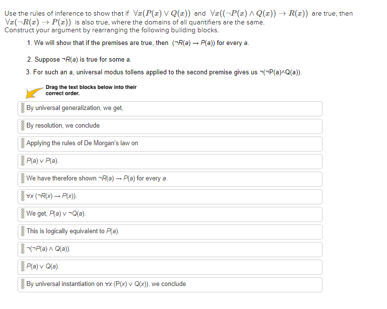 Solved Use the rules of inference to show that if Vx(P() | Chegg.com