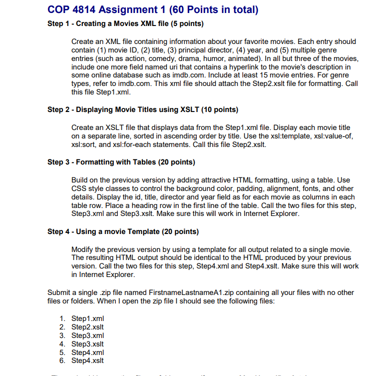 Solved COP 4814 Assignment 1 (60 Points in total) Step 1 | Chegg.com