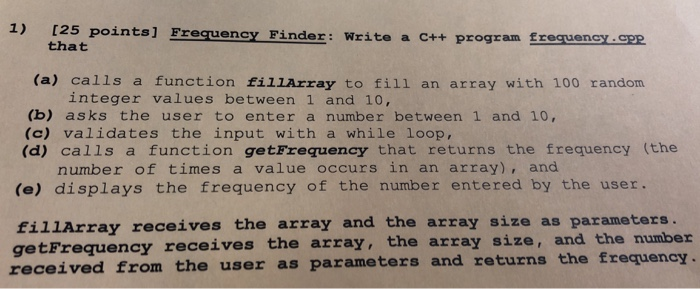Solved (25 pointsl Frequency Finder: Write a c++ program | Chegg.com