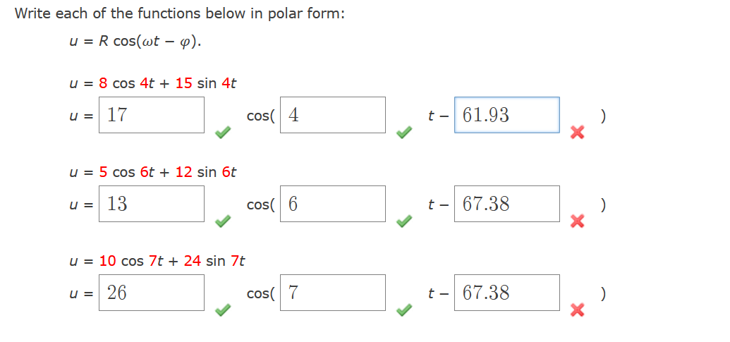 Solved Write each of the functions below in polar form: | Chegg.com